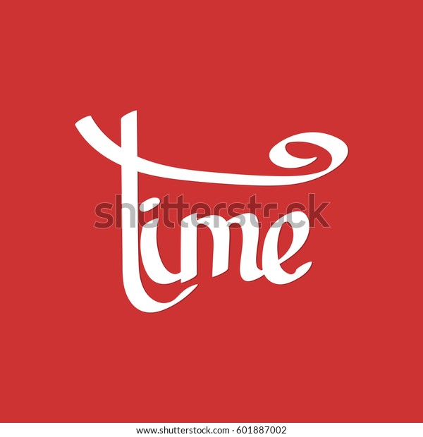 Time Calligraphy Lettering Word Design Template: เวกเตอร์สต็อก (ปลอดค่า ...