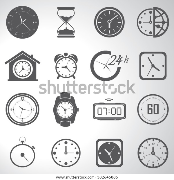 Time Clock Icons Set Illustration Stock Vector (Royalty Free) 382645885 ...
