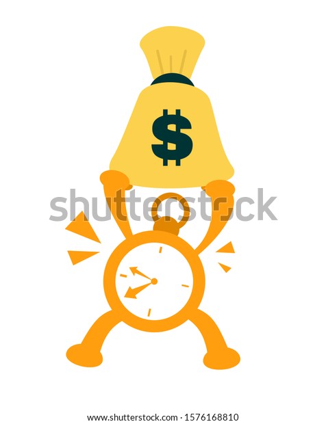 Time Clock Pick Money Bag Flat Stock Vector (Royalty Free) 1576168810 ...