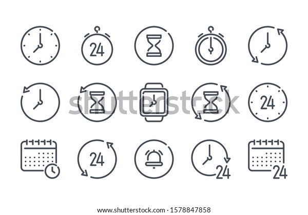 Time Clock Related Line Icon Set Stock Vector (Royalty Free) 1578847858