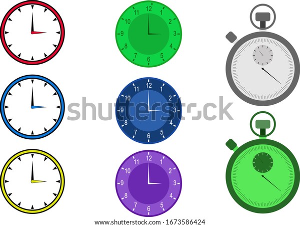 Time Clock Stopwatch Colourful Stock Vector (Royalty Free) 1673586424 ...