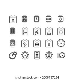 Time Date Icon Set Outline Style Stock Vector (Royalty Free) 2009737154 ...
