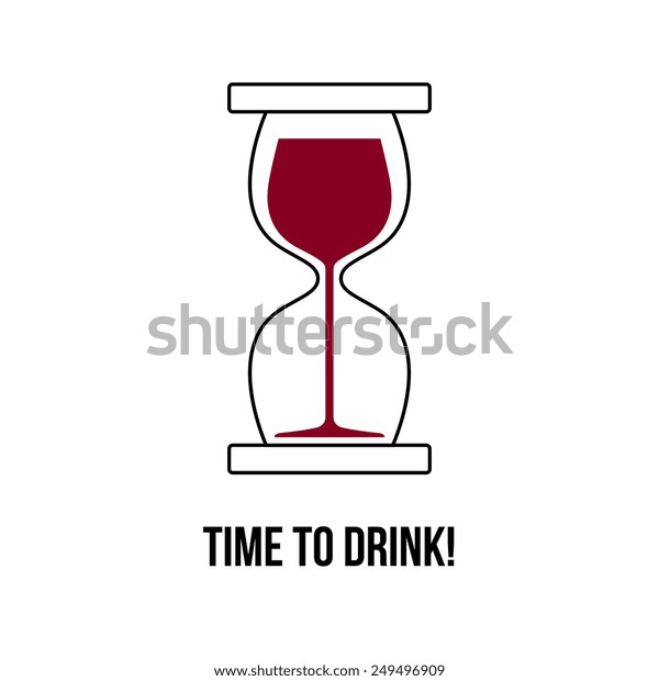 Time Drink Wine Glass Inside Hourglass Stock Vector (Royalty Free ...