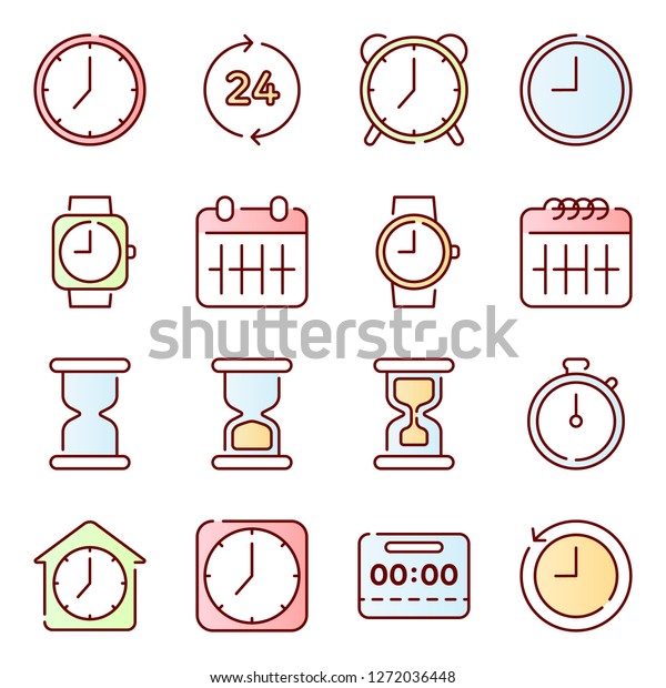 Time Icons Pack Isolated Time Symbols Stock Vector (Royalty Free ...