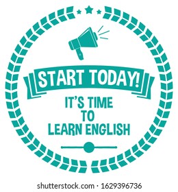 Time Learn English Start Today Vector Stock Vector (Royalty Free ...