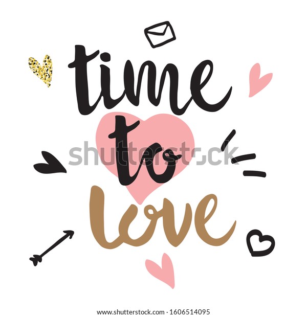 Time Love Hand Drawn Lettering Romantic Stock Vector (Royalty Free ...