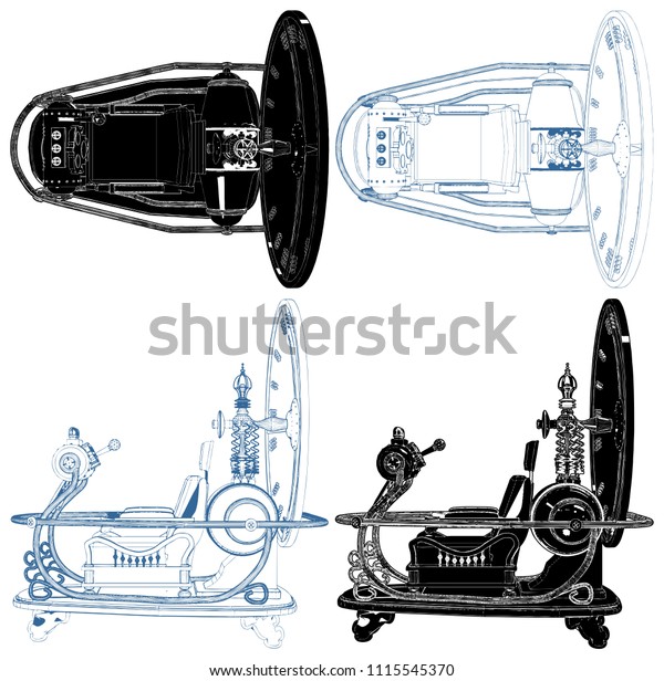 Time Machine Isolated On White Background Stock Vector (Royalty Free ...