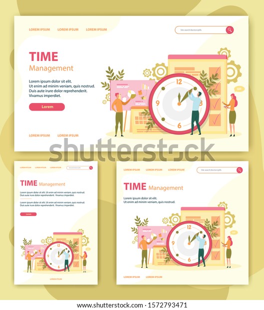 Time Management Design Digital Landing Page Stock Vector (Royalty Free ...