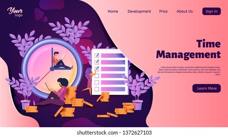Time Management Landing Web Page Template Stock Vector (Royalty Free ...