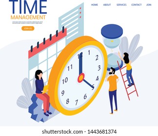 Time Management Layout Concept Landing Page Stock Vector (Royalty Free ...