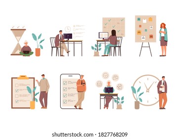 Time Management Organizer Timeline Isolated Set Stock Vector (Royalty ...