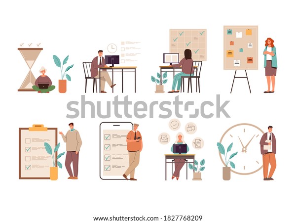 Time Management Organizer Timeline Isolated Set Stock Vector (Royalty ...