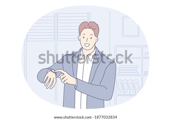 Time Management Wristwatch Being On Time Stock Vector (Royalty Free ...