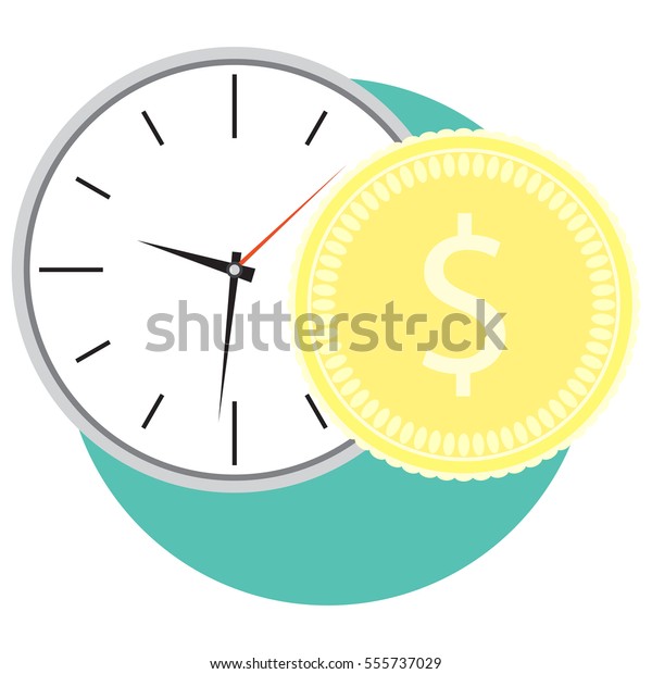 Time Money Icon Clock Golden Coin Stock Vector (Royalty Free) 555737029