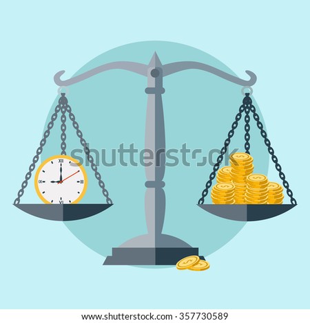 Time Money Scale Balance Vector Concept Stock Vector (Royalty Free ...