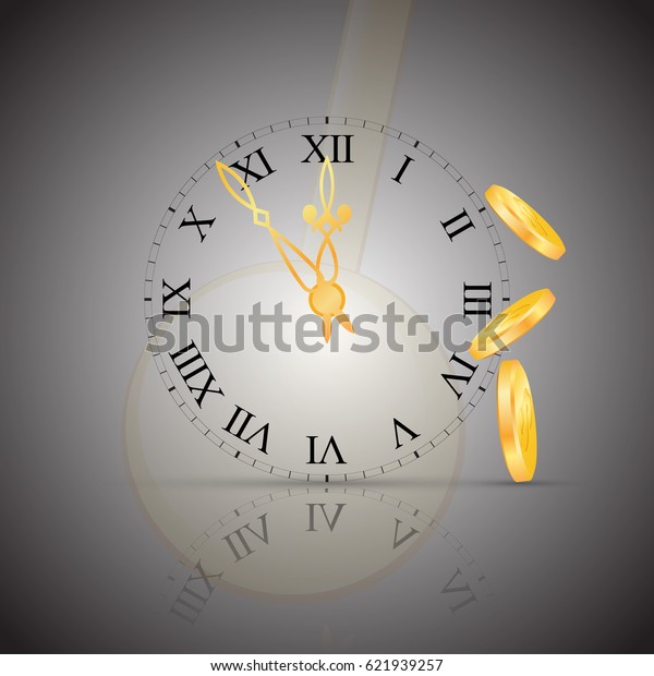 Time Money Watch Dial Falling Coins Stock Vector (Royalty Free ...