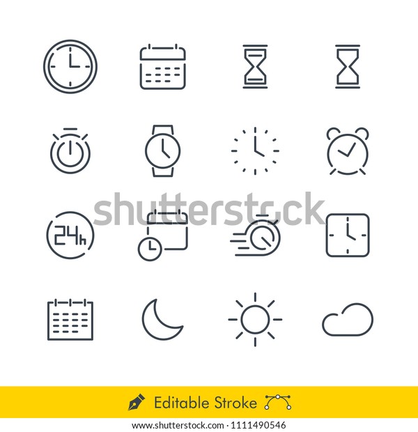 Time Related Vector Line Icons Set 库存矢量图（免版税）1111490546