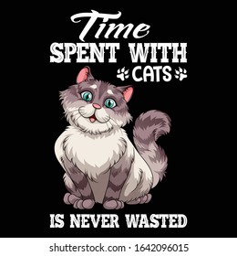 Time Spent Cats Never Wastedcat T Stock Vector (Royalty Free ...