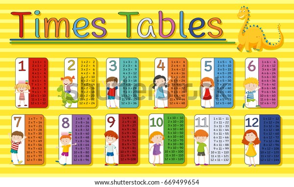 Time Tables Chart Happy Kids On Stock Vector (Royalty Free) 669499654 ...