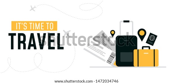 Time Travel Design Banner Vector Illustration Stock Vector (Royalty ...