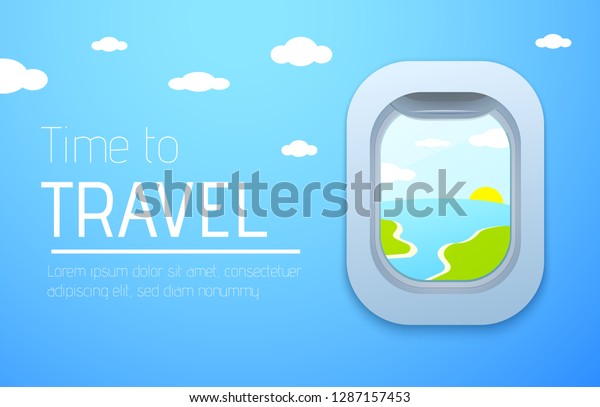 Time Travel Design Poster View Airplane Stock Vector (Royalty Free ...