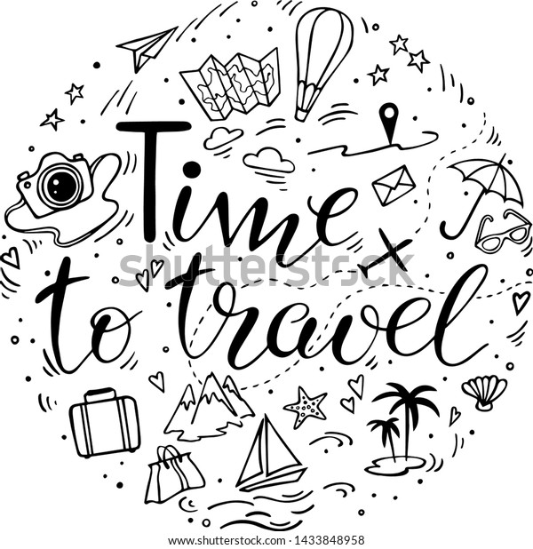 Time Travel Hand Drawn Vector Lettering Stock Vector (Royalty Free ...
