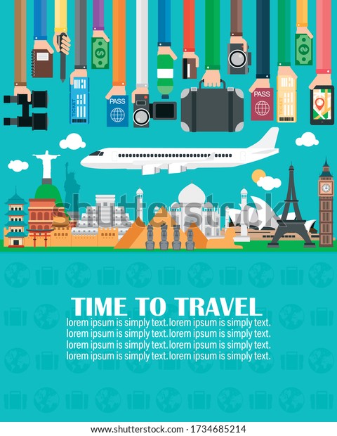 Time Travel Plane Around Worldlorem Ipsum Stock Vector (Royalty Free ...