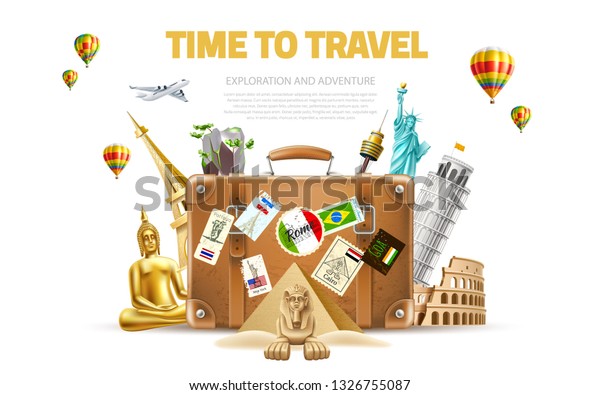 Time Travel Poster Vector Best Tours Stock Vector (Royalty Free) 1326755087