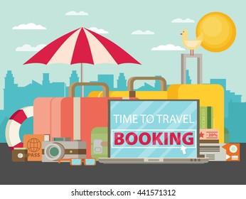 Time Travel Set Travel Equipment Flat Stock Vector (Royalty Free ...