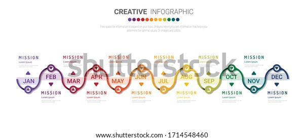 Timeline 1 Year 12 Months Infographics Stock Vector (Royalty Free ...