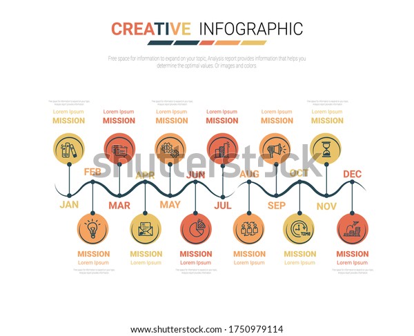 Timeline 1 Year 12 Months Infographics Stock Vector (Royalty Free ...