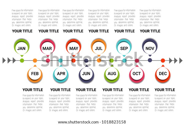 Timeline 12 Months 1 Year Timeline Stock Vector (Royalty Free ...