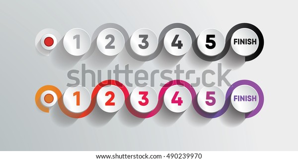 Timeline 5 Steps Colorful Finish Stock Vector (Royalty Free) 490239970