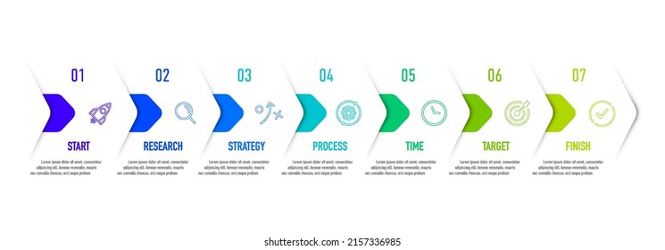 Timeline Arrow Infographic Design 7 Options Stock Vector (Royalty Free ...
