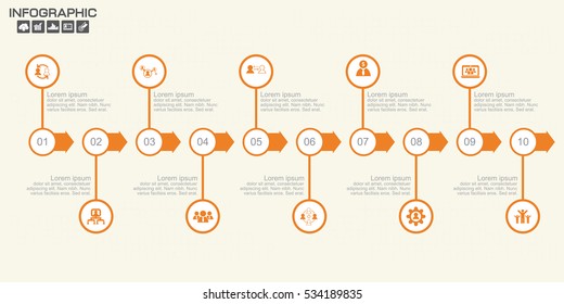 Timeline Arrow Infographics Template 10 Options Stock Vector (Royalty ...