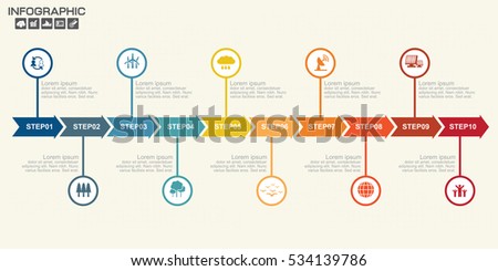 Timeline Arrow Infographics Template 10 Options Stock Vector (Royalty ...