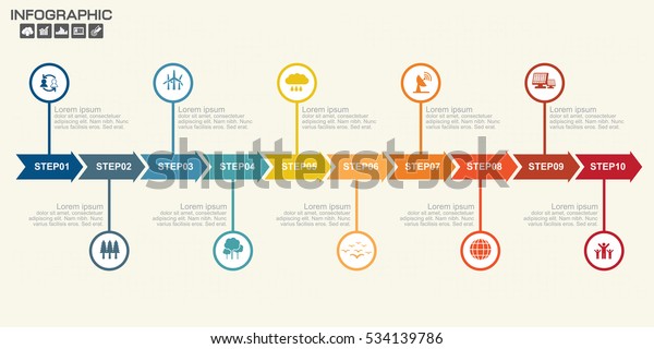 Zeitstrahl-Pfeil Infografiken Vorlage 10 Optionen. Einzige: Stock ...