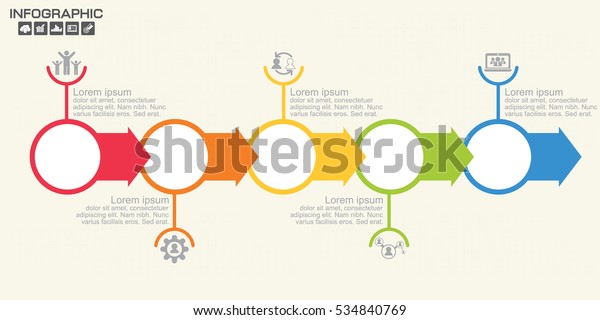 Timeline Arrow Infographics Template 5 Step: vetor stock (livre de ...