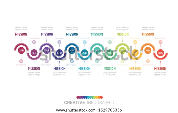 Timeline Business 12 Months 1 Year 스톡 벡터(로열티 프리) 1529705336