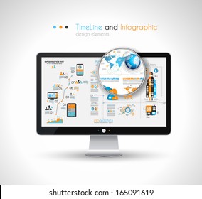 Timeline Design Modern Hd Screen Computer Stock Vector (Royalty Free ...