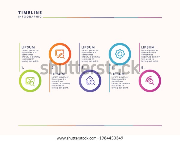 Timeline Infographic 5 Round Shape Icon Stock Vector (Royalty Free ...