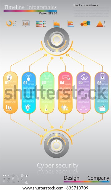 Timeline Infographic Cyber Security Concepticon Set Stock Vector ...