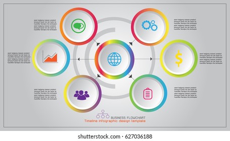 Timeline Infographic Design Template Flowchart Layout Stock Vector