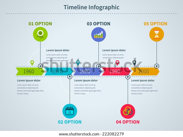 Timeline Infographic Diagrams Text Flat Style Stock Vector (Royalty ...