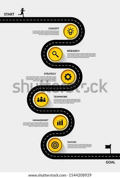 Timeline Infographic Multiple Steps Outline Data: เวกเตอร์สต็อก (ปลอด ...