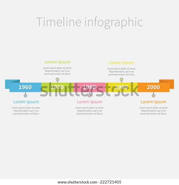Timeline Infographic Ribbon Text Template Flat Stock Vector (Royalty ...