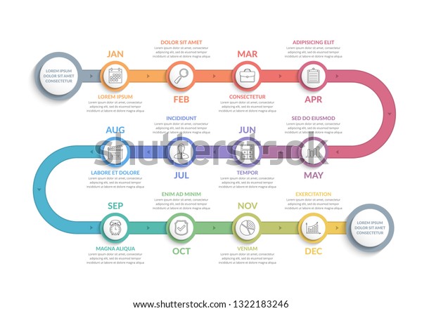 Timeline Infographics 12 Months Vector Eps10 Stock Vector (Royalty Free ...