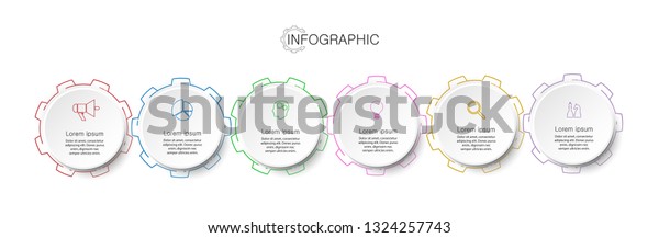 Timeline Infographics 6 Steps Icons Infographics Stock Vector (Royalty ...