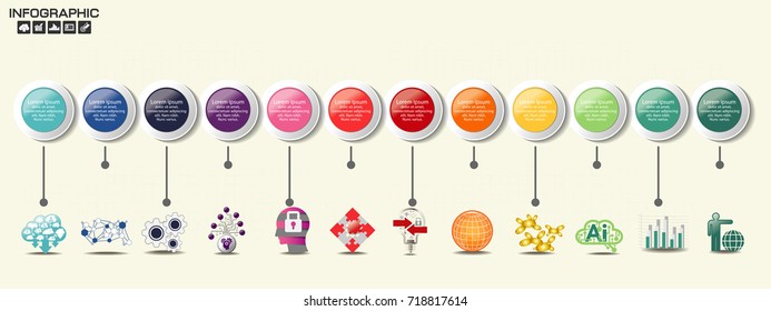 Timeline Infographics Design Template 12 Options Stock Vector (Royalty ...