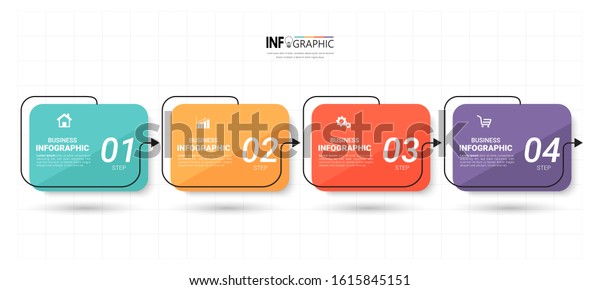 Timeline Infographics design template, linear concept with 4 steps.